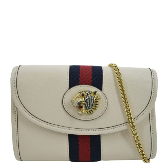 Gucci | Bags | Gucci Rajah Mini Leather Chain Shoulder Bag White 573797 ...